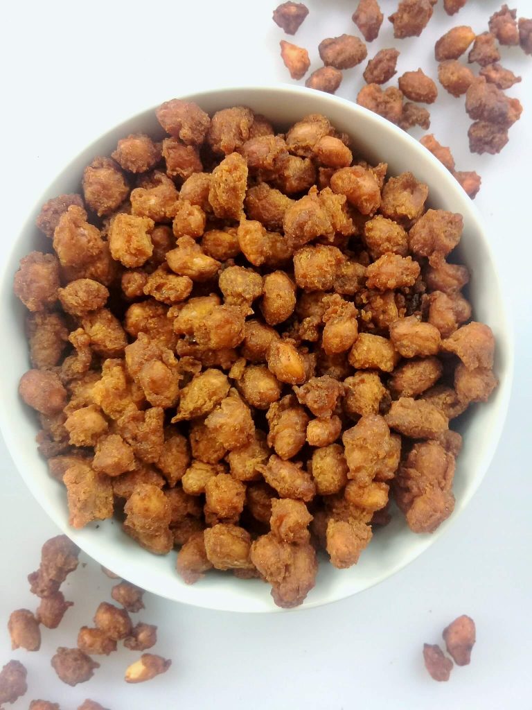 Sweet and spicy coated groundnuts (Peanuts) - biscuits and ladles